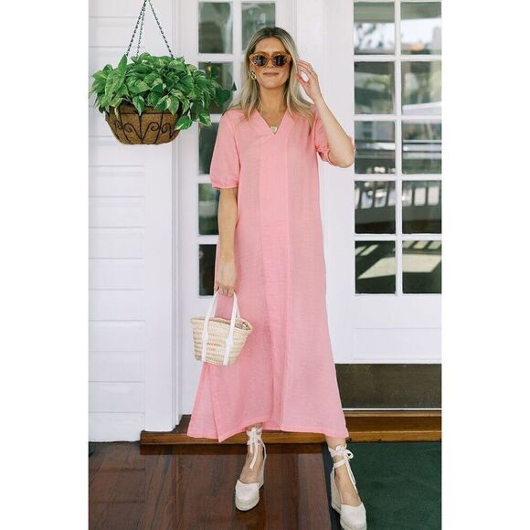 LAKE | Dresses | Lake Gauze Caftan Dress Coral 0 Cotton Lightweightxs ...